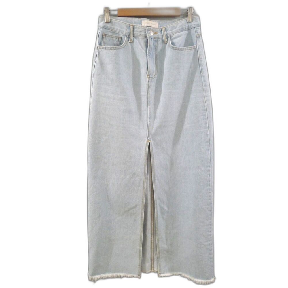 Boutique Paper Moon Denim Maxi Skirt - Light Wash M - Gem